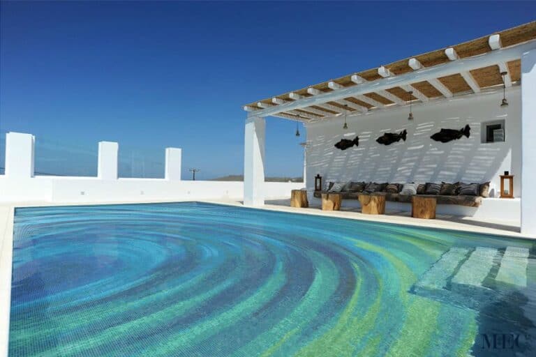 Tropical Swirl Glass Mosaic Pool Tile - MEC Artworks