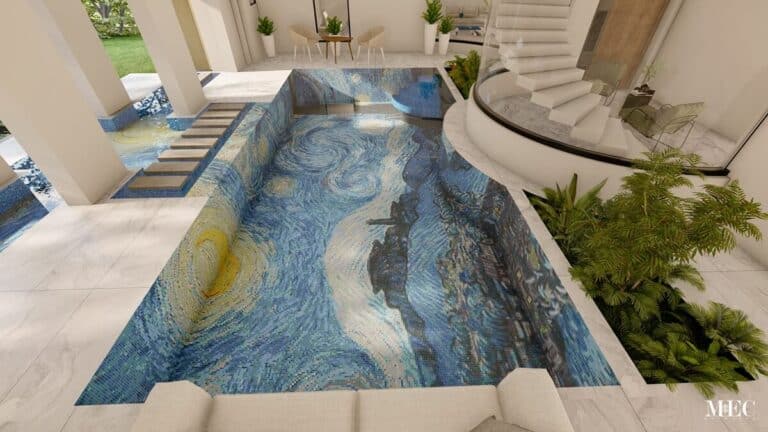 The Starry Night Pool PIXL Mosaic - MEC - Bespoke Luxury Mosaics