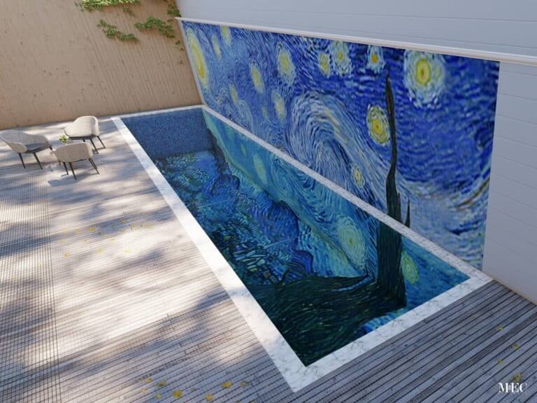 Starry Night Mosaic Hand cut Pool Art - MEC - Bespoke Luxury Mosaics