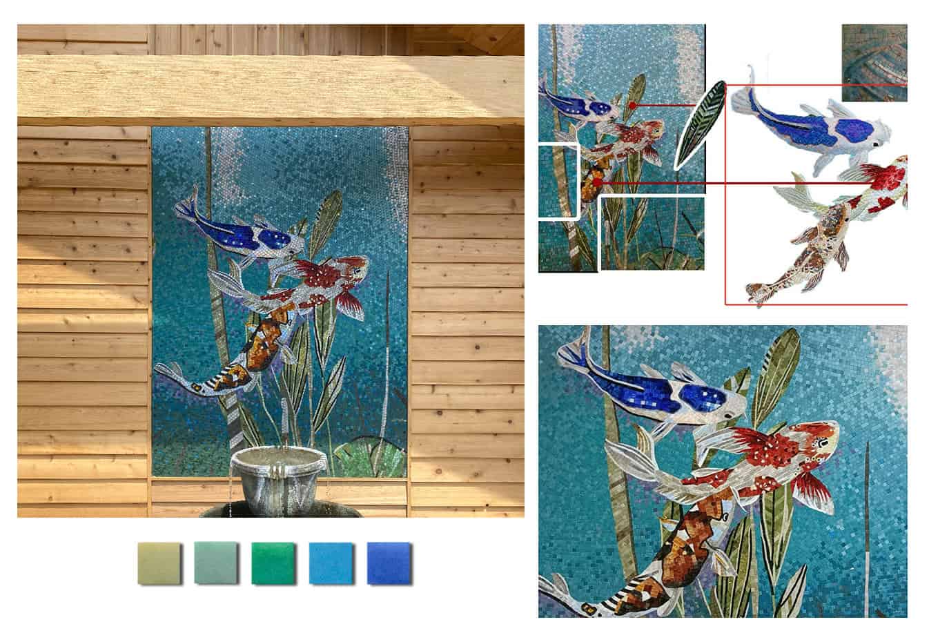 Outdoor Pool Area Transformed by Koi Fish Mosaic - MEC - Bespoke Luxury ...