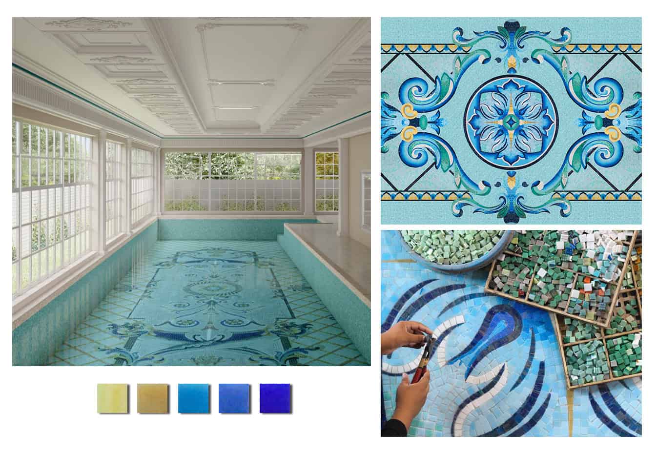 24k Gold Glass Tile Pool Mosaic Design North Carolina Project - MEC ...