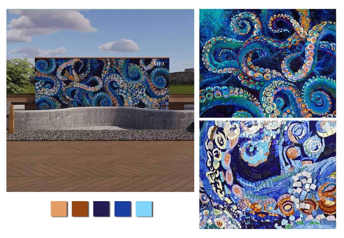A Sea of Tiles - An Outdoor Octopus Mosaic Mural for a California Home ...